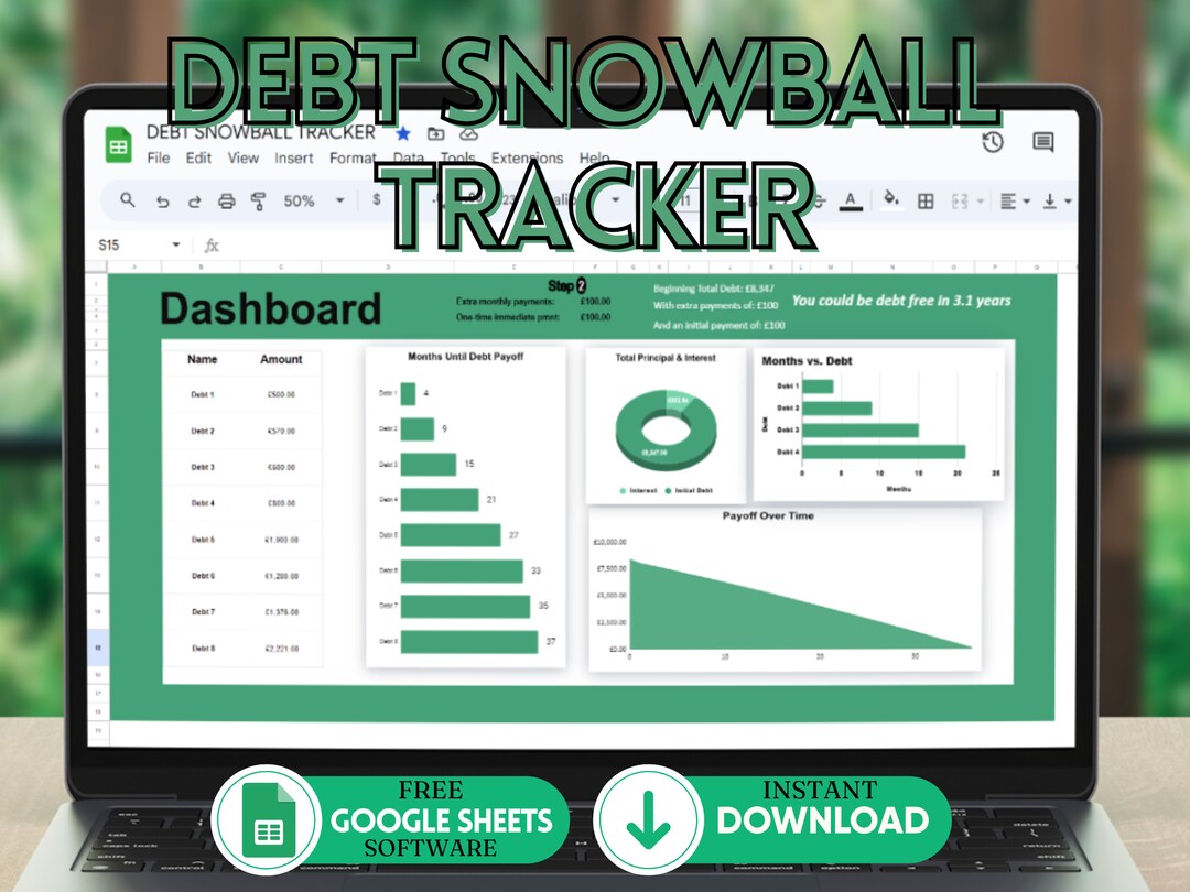 Best Debt Snowball Spreadsheet Template | Google Docs/sheets | Payoff ...