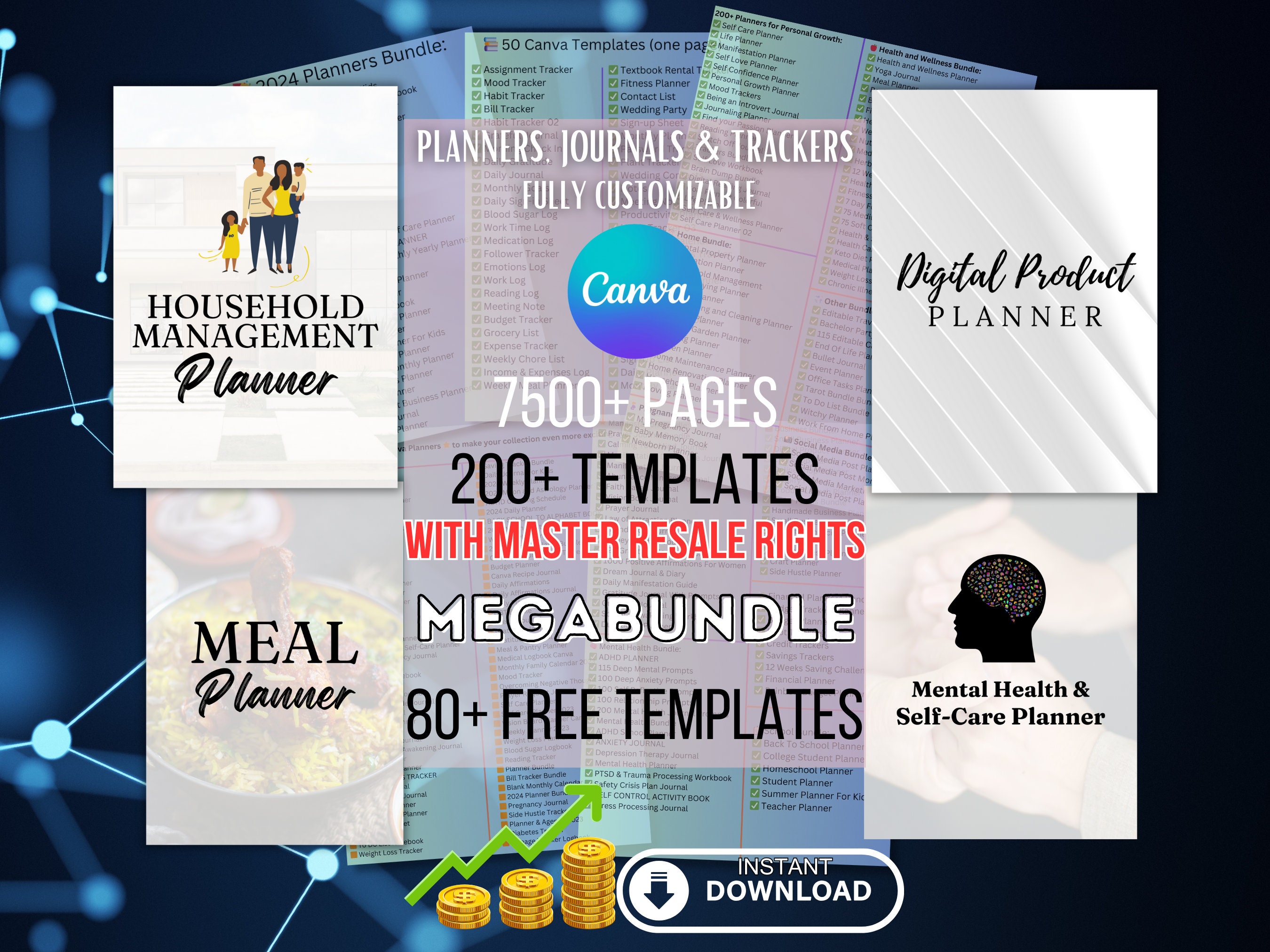 7500 Pages PLR Canva Template Bundle 200 Canva Templates Planners ...