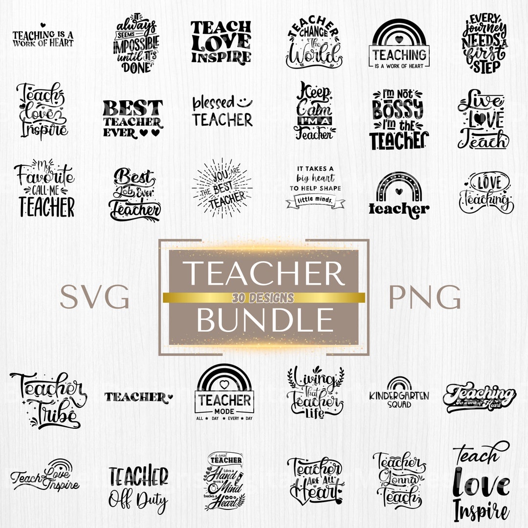 Teacher Svg Bundle, Teacher Quote Svg, School Svg, Teacher Life Svg ...