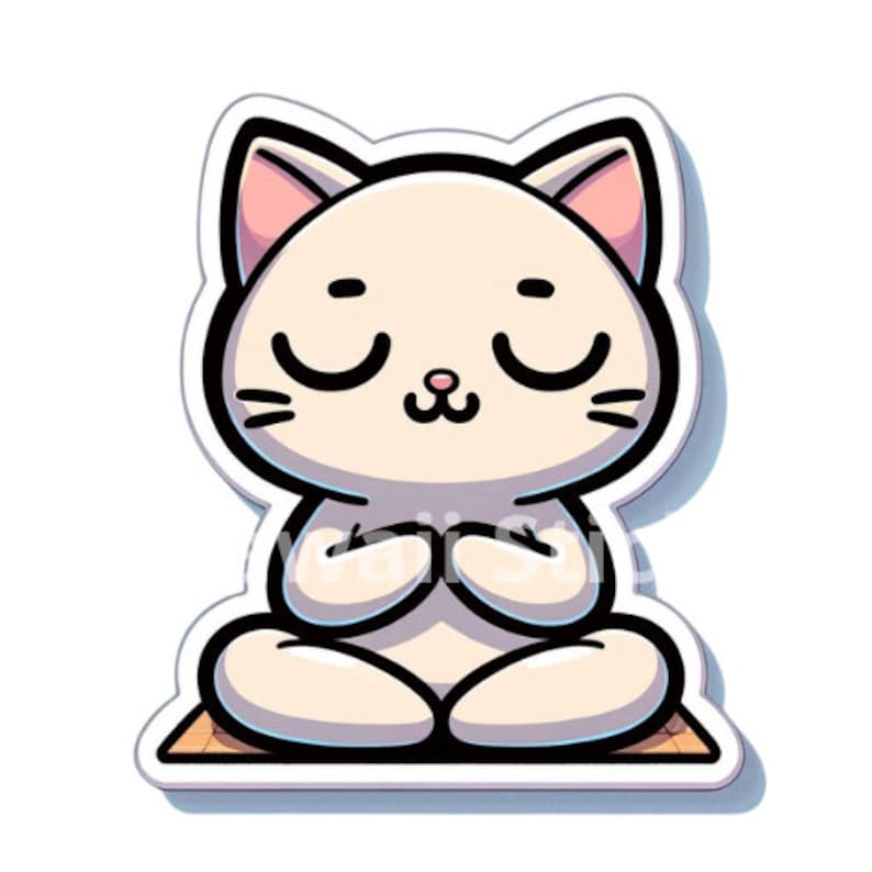 Pack 10 Kawaii Cat Meditation Stickers: PNG, SVG, JPG, Perfect for Yoga ...
