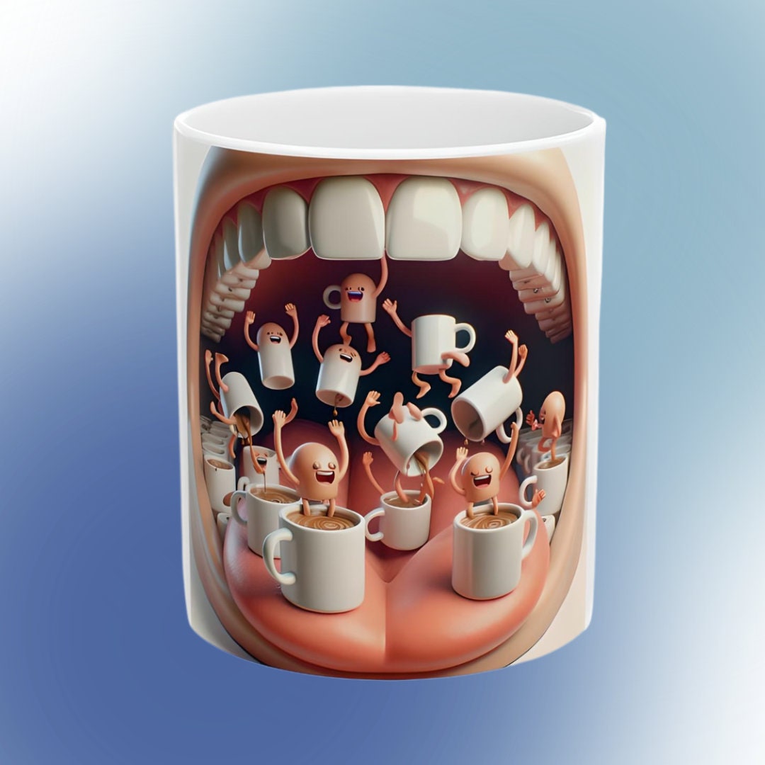 Dancing Coffee Mugs in Large Mouth - Etsy