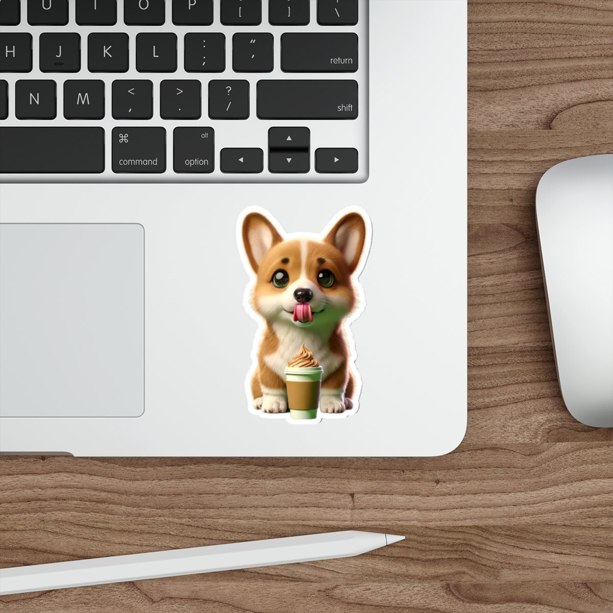 Cute Animated Corgi Die-cut Sticker, Cute Corgi Holding Milk Shake ...