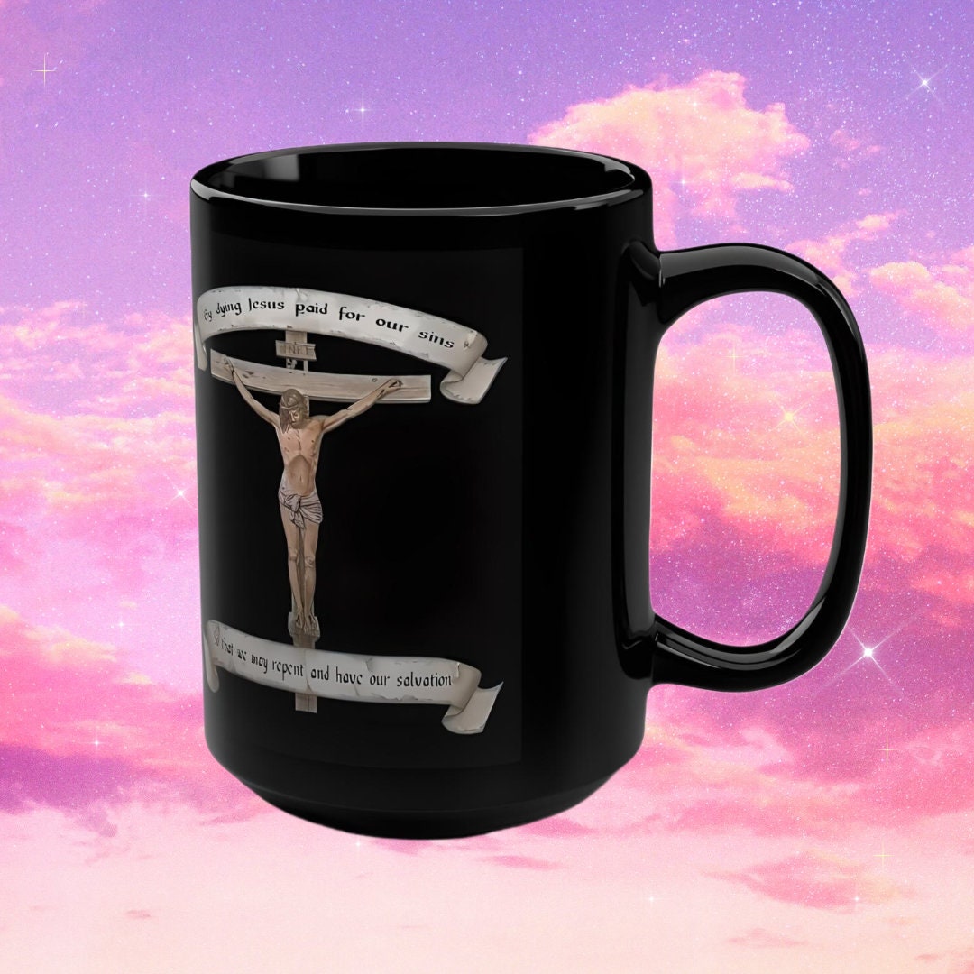 Jesus Cross Coffee Mug: Religious Christian Print, 15oz - Etsy