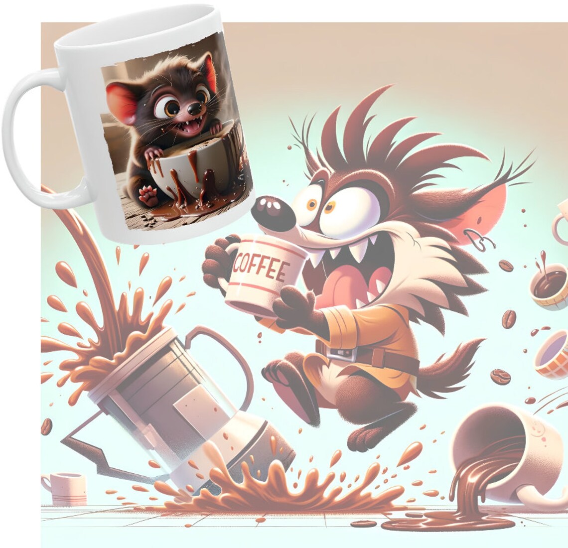 Tasmanian Devil Coffee Mug: Animated Cartoon Taz Mug - Etsy