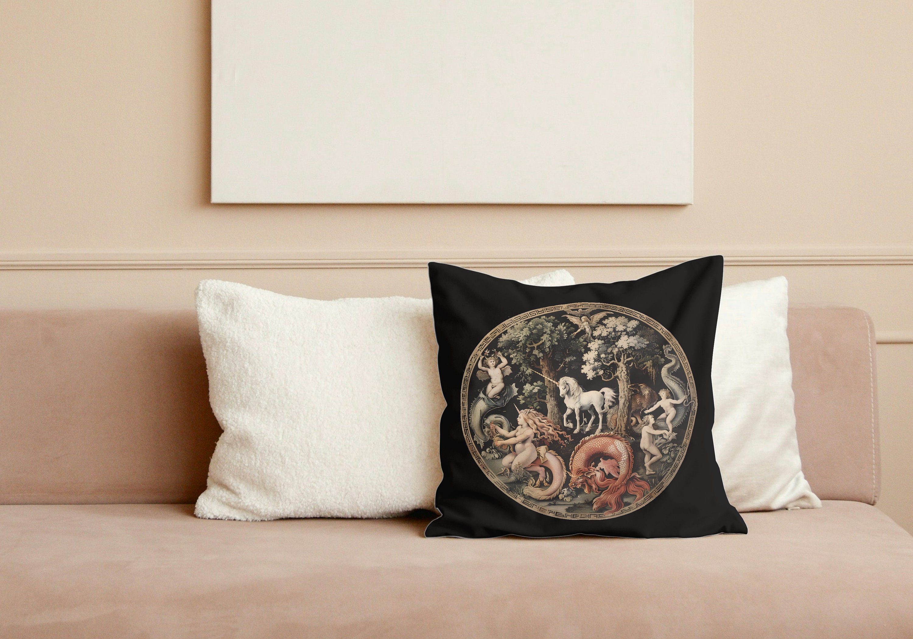 Decorative Mythological Cushion Cover With Fantastic Creatures ...