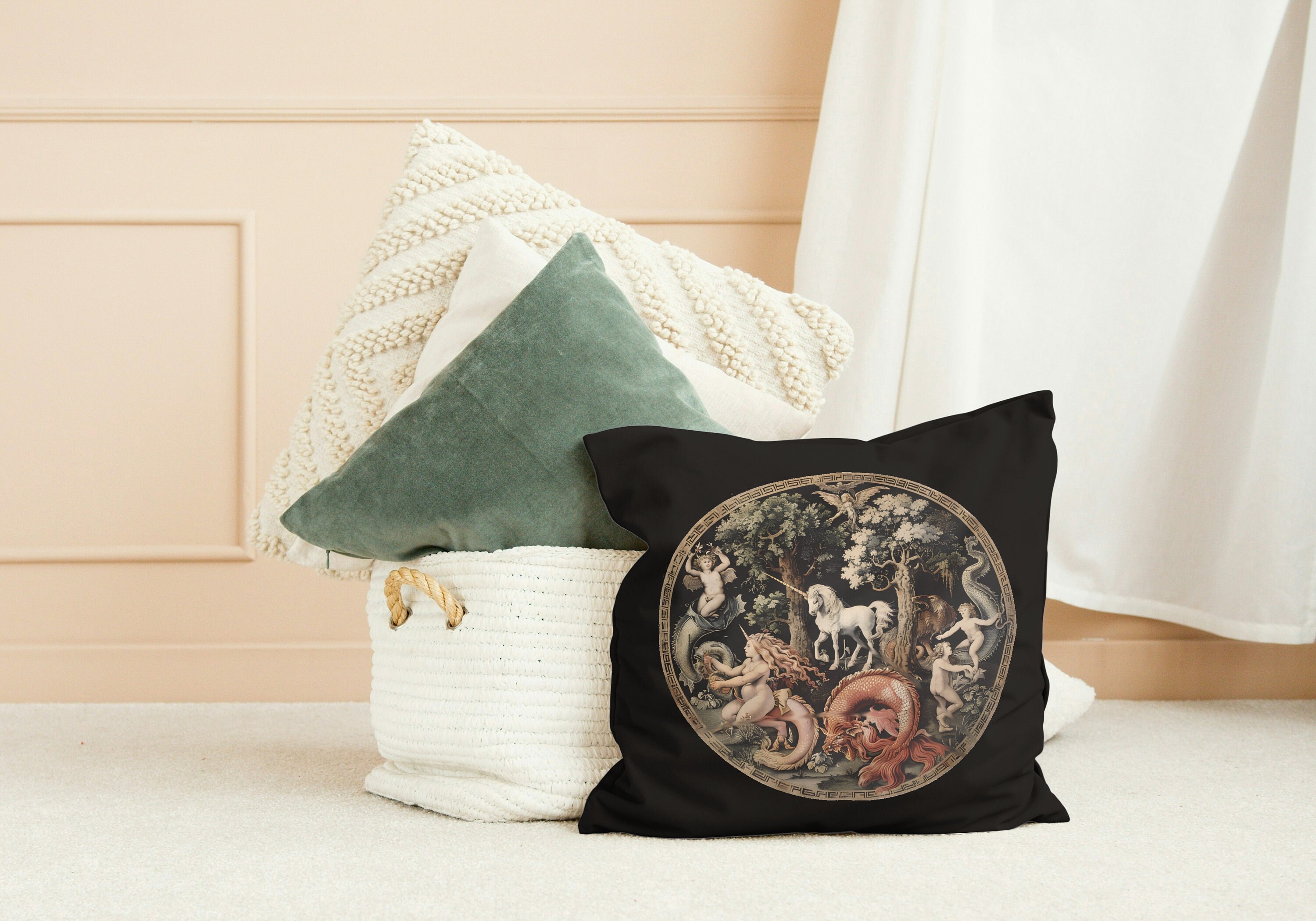 Decorative Mythological Cushion Cover With Fantastic Creatures ...