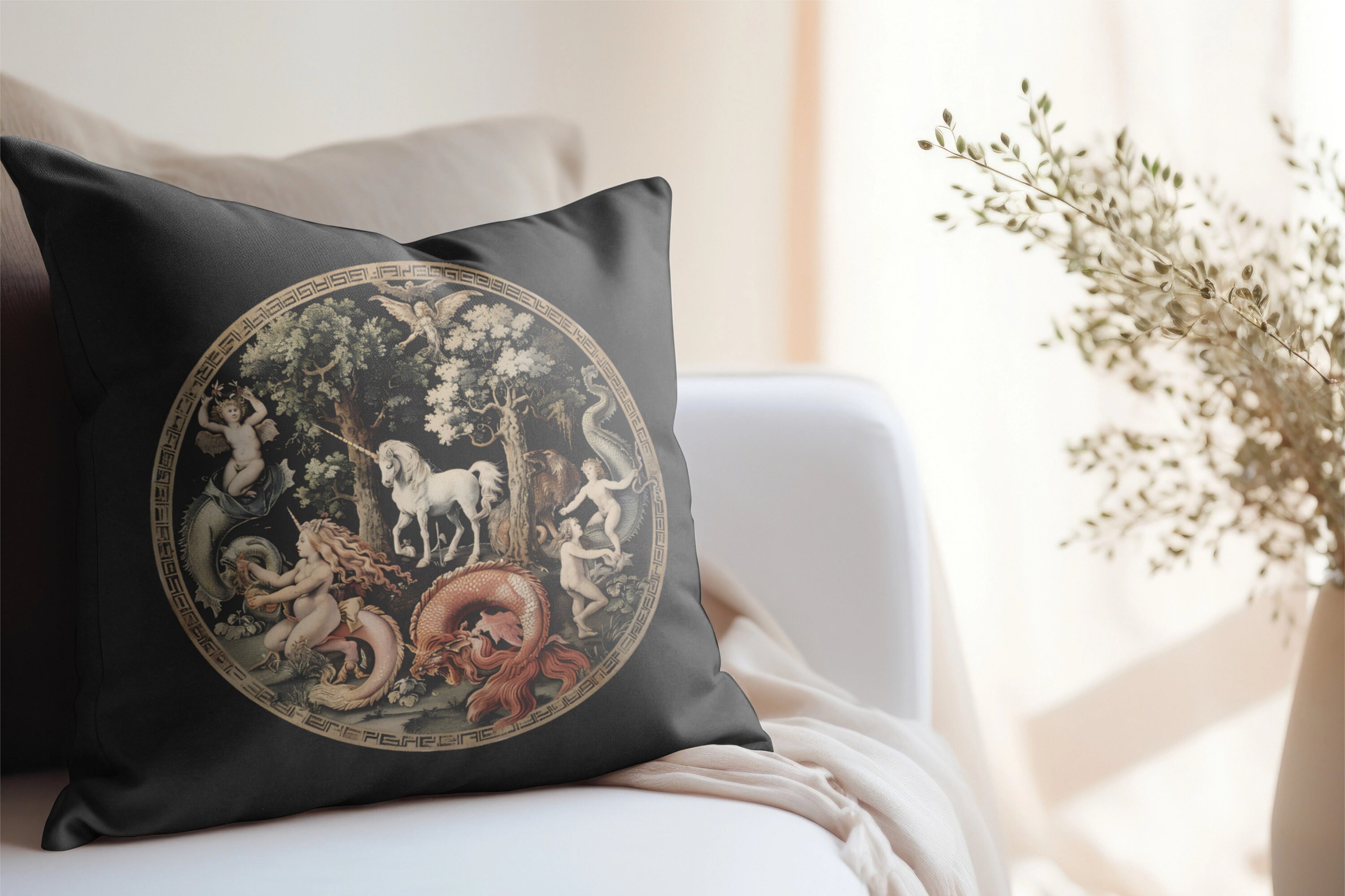 Decorative Mythological Cushion Cover With Fantastic Creatures ...