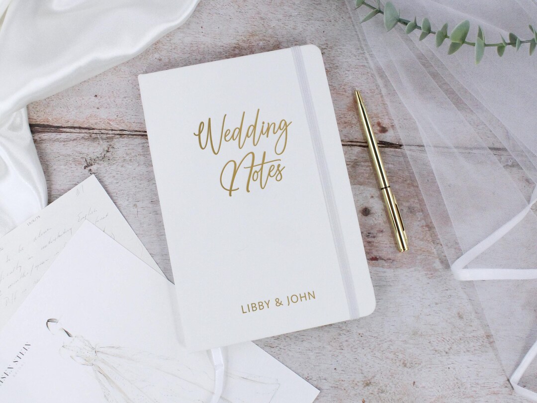 Wedding Notes Planner, Personalised A5 Lined Notebook, Couples Names ...
