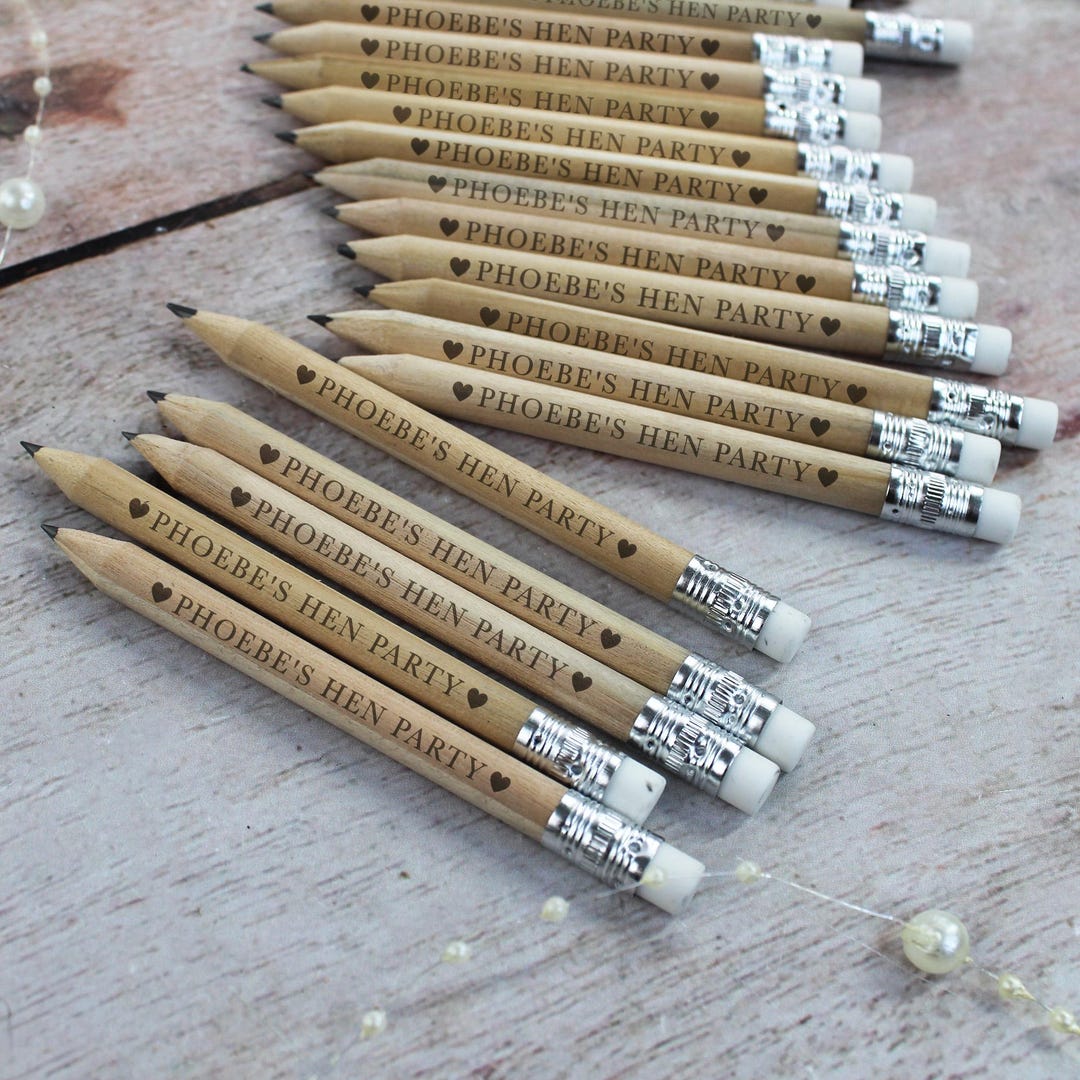 Personalised Hen Party Favours, Hen Party Pencils, Laser Engraved ...
