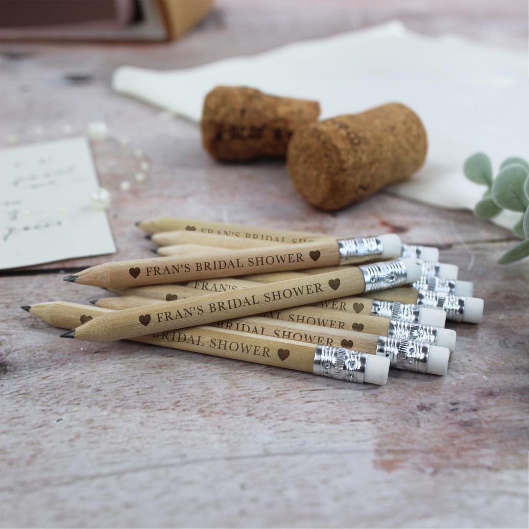 Personalised Bridal Shower Favors, Hen Party Pencils, Engraved Minature ...