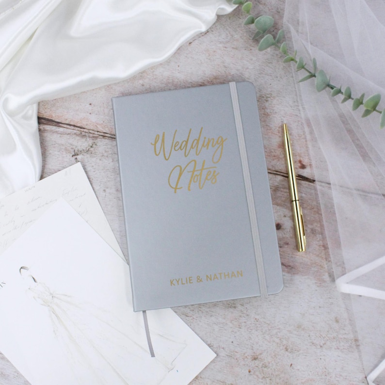 Wedding Notes Planner, Personalised A5 Lined Notebook, Couples Names ...
