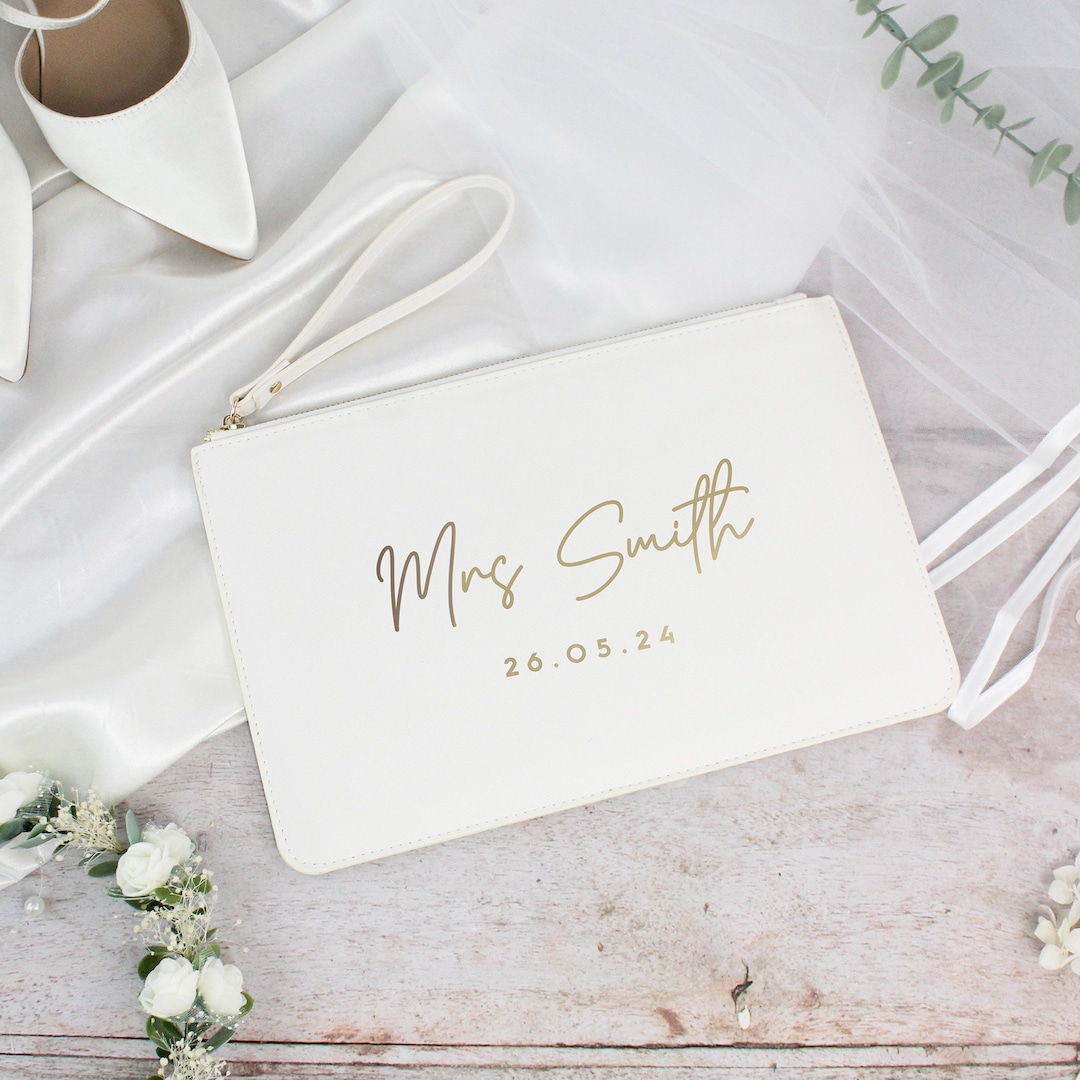 Personalised Mrs Clutch Bag for Bride to Be Personalised Wedding Bag ...