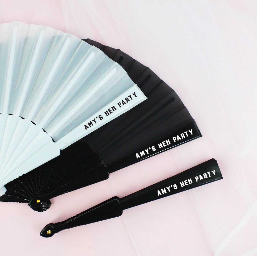 Black and White Hen Party Fans Personalised Hen Party Favour Hen Do ...