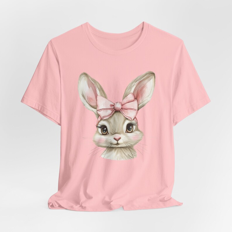 Cute Bunny Pink Bow Tshirt, Rabbit Preppy Tee, Girly Shirt, Vintage ...