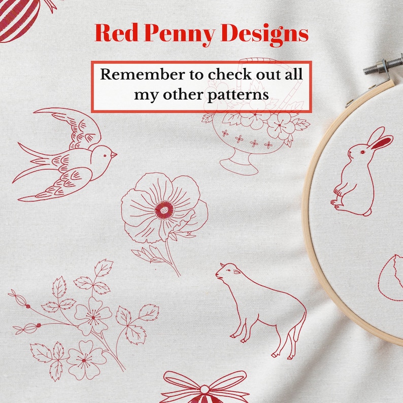 Snail Embroidery Design, DIY Hand Stitch Redwork Pattern PDF, Instant ...