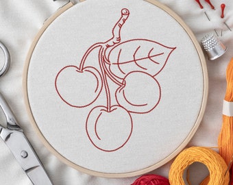 Squirrel Embroidery Design, DIY Hand Stitch Redwork Pattern PDF ...