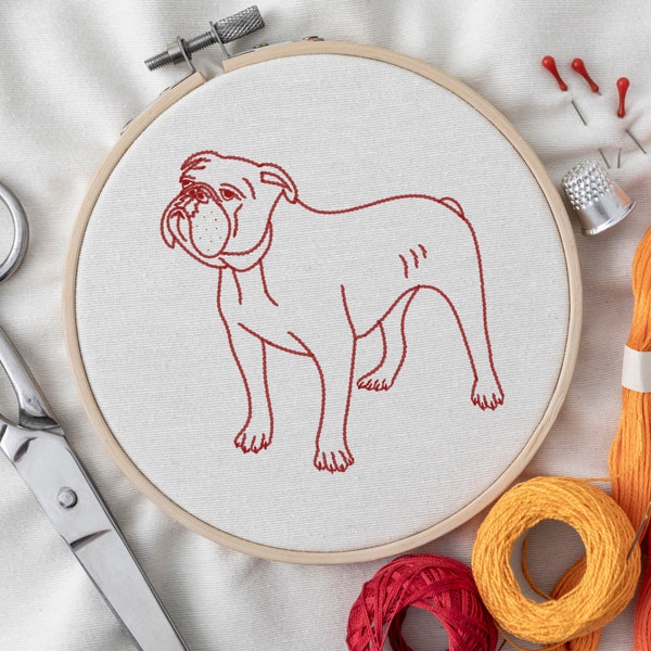 Bulldog Embroidery - Etsy