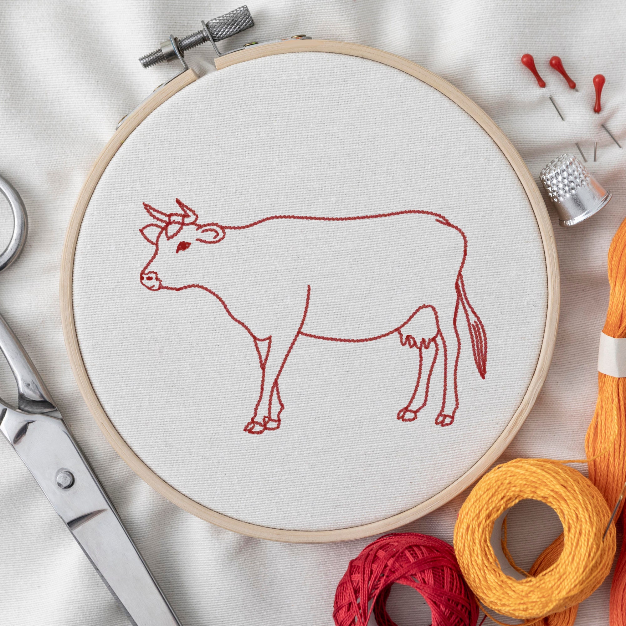Farm Animal Embroidery Design Bundle, DIY Hand Stitch Redwork Pattern ...