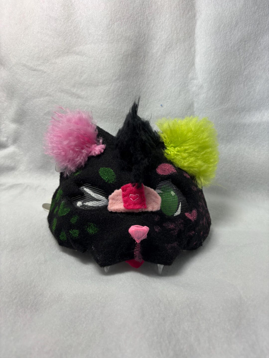 Winking Pink and Green Cat Mask - Etsy
