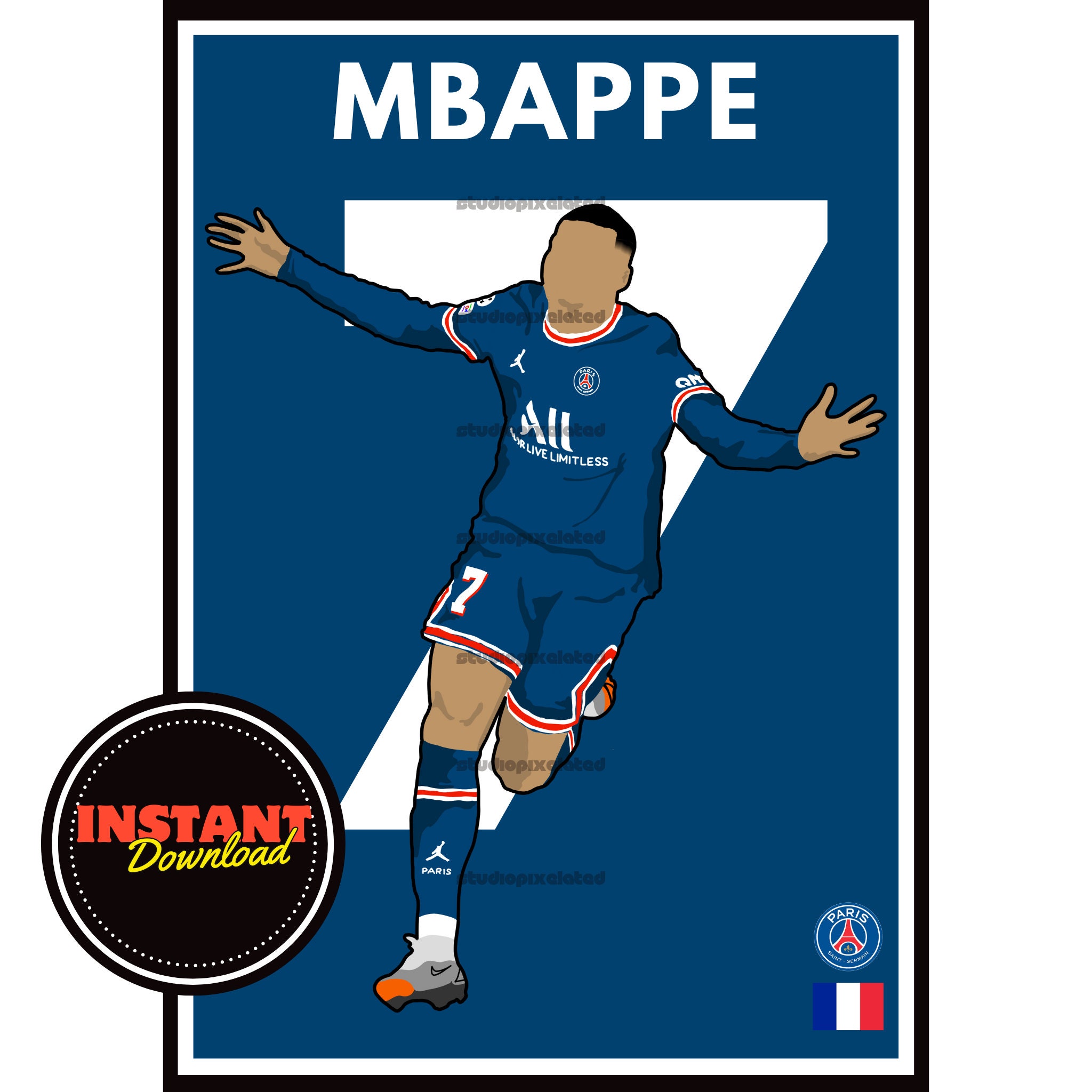 Kylian Mbappe PSG Digital Art Poster Football Poster - Etsy