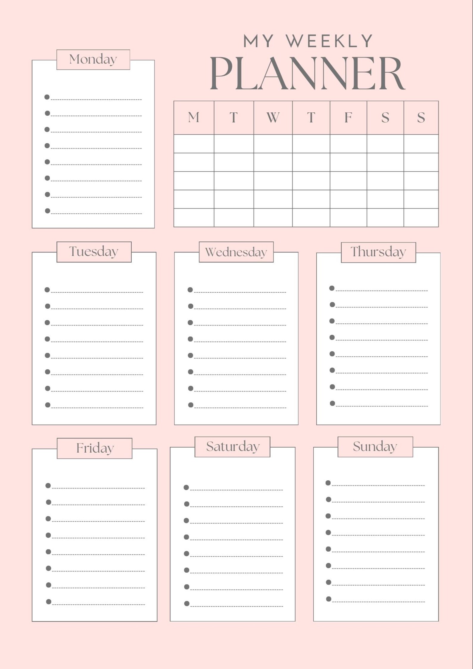 Weekly Planner, Date Planner, Printable Planner, Planner in PDF ...