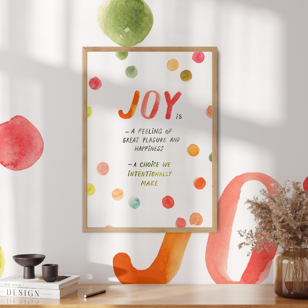 Joy is a Choice Quote Print, Polka Dot, Inspirational Typography Print ...