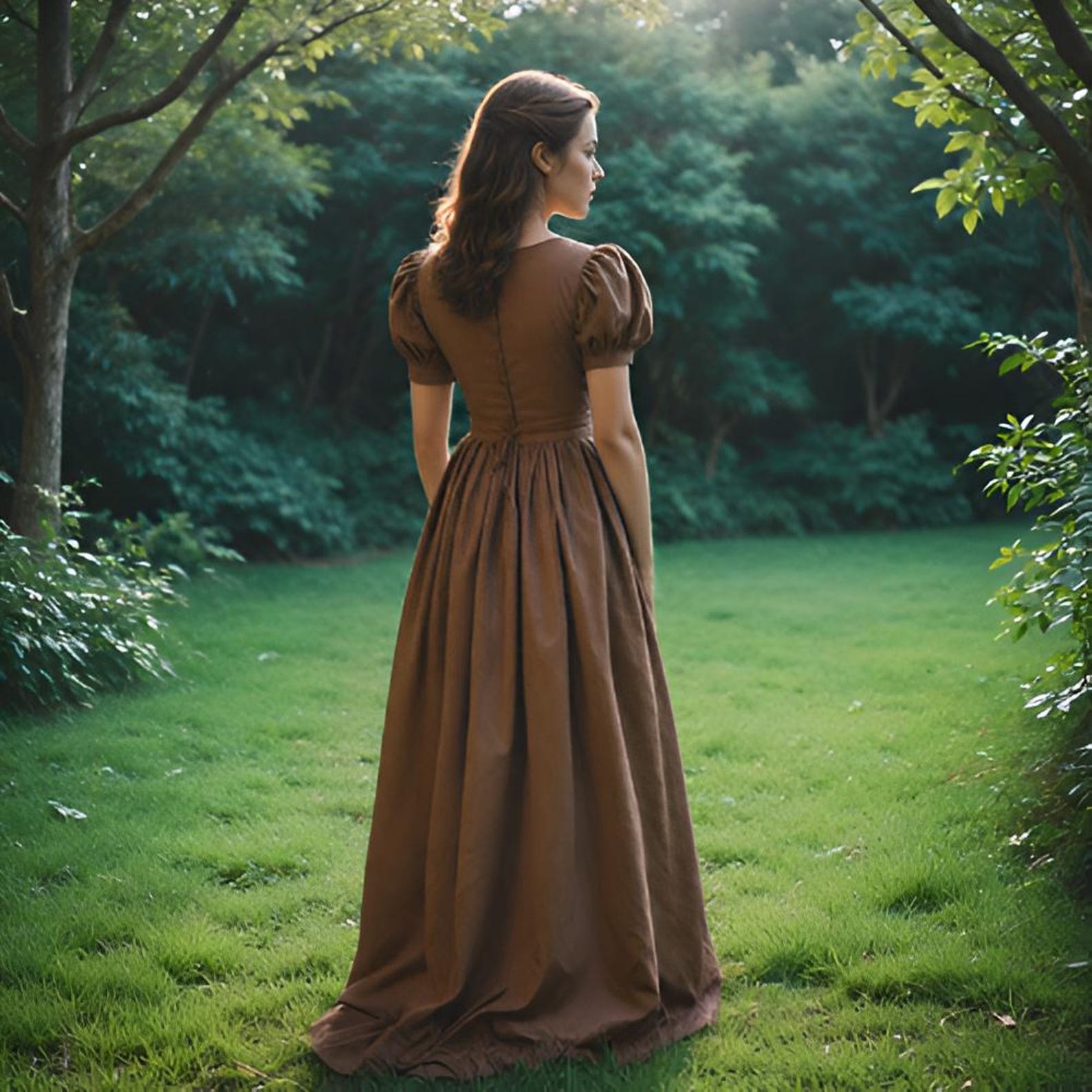 Noble Women's Brown Renaissance Dress | Medieval Exquisite Peasant Gown ...