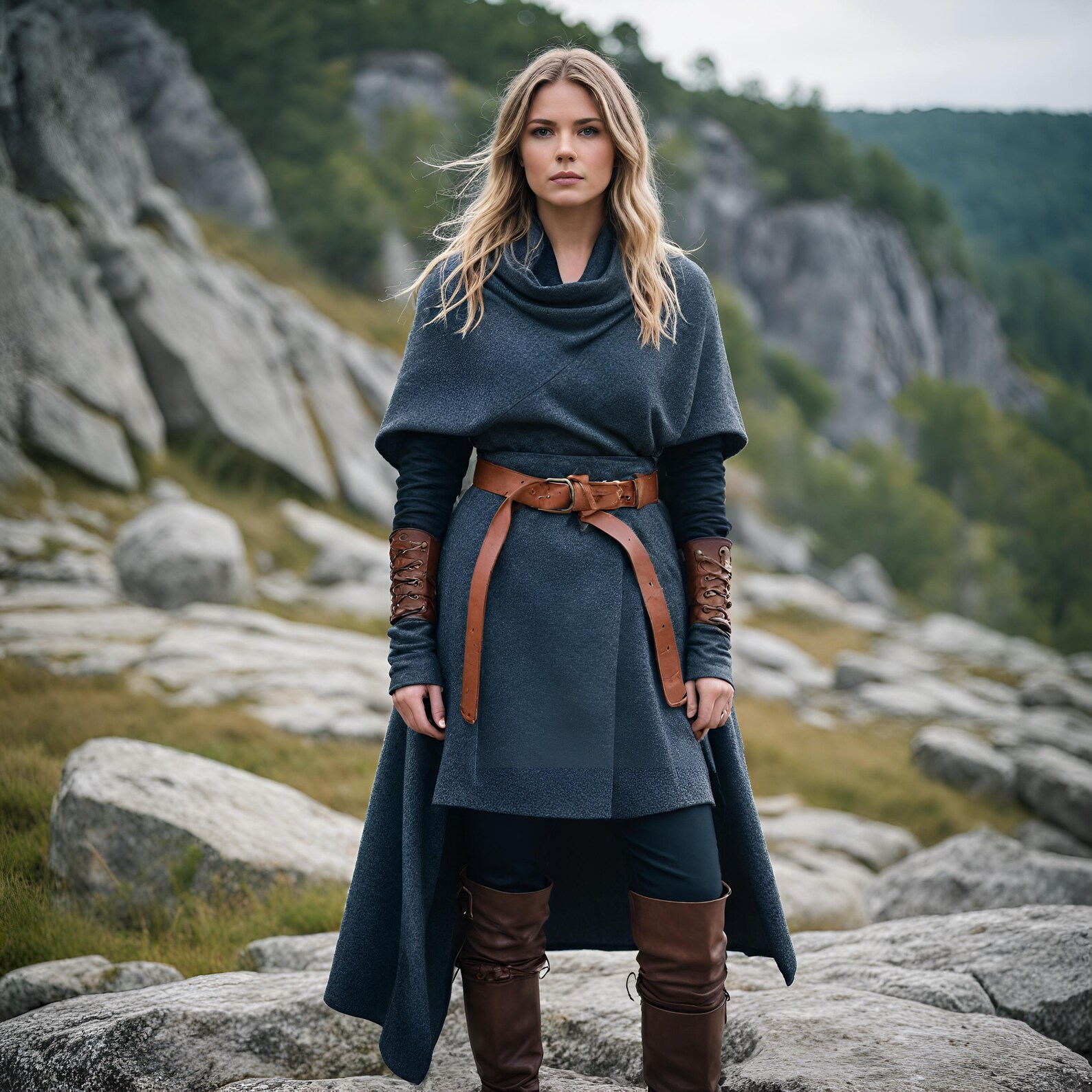 Viking Winter Warrior Tunic | Nordic Shieldmaiden Cloak Dress ...