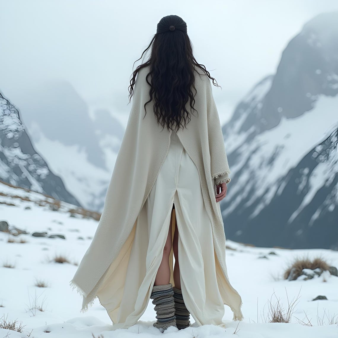 Medieval Nordic Goddess Dress | Handmade Viking Cloak Gown | Fantasy Winter Warrior Dress | Boho ...