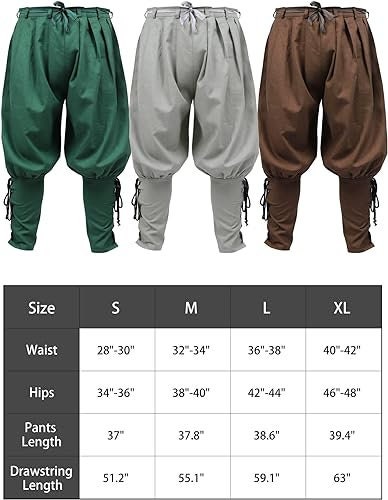 Medieval Pirate Ankle Banded Pants Linen Renaissance Navigator Bottoms ...