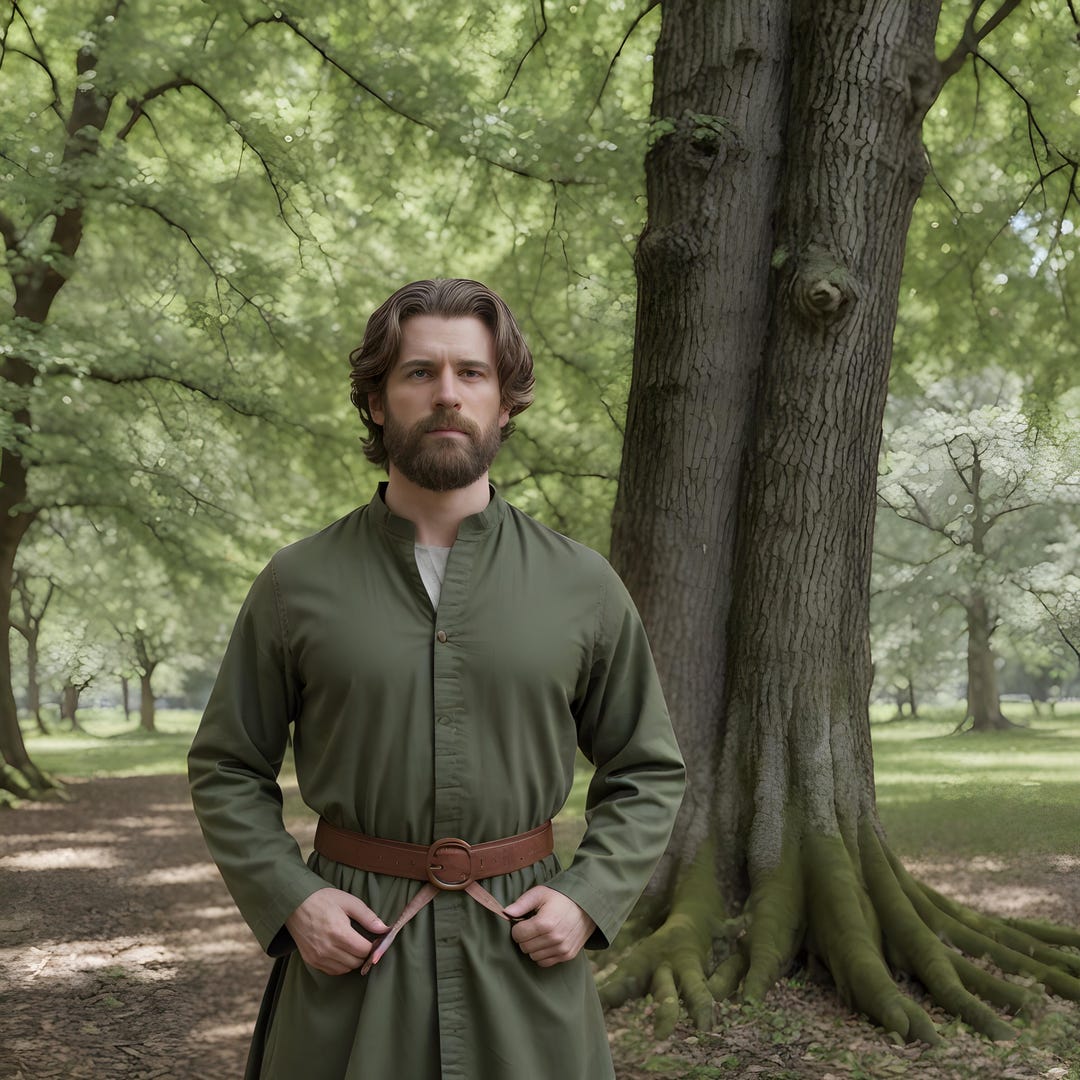 Medieval Men's Green Linen Tunic | Full-length Historical Robe ...