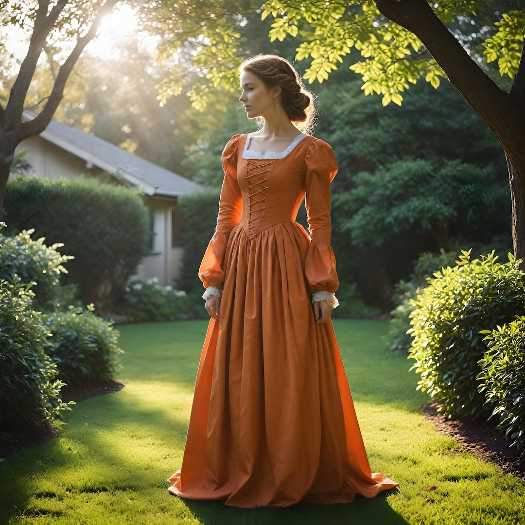 Renaissance Inspired Orange Gown Dress | Historical Dress for Women ...