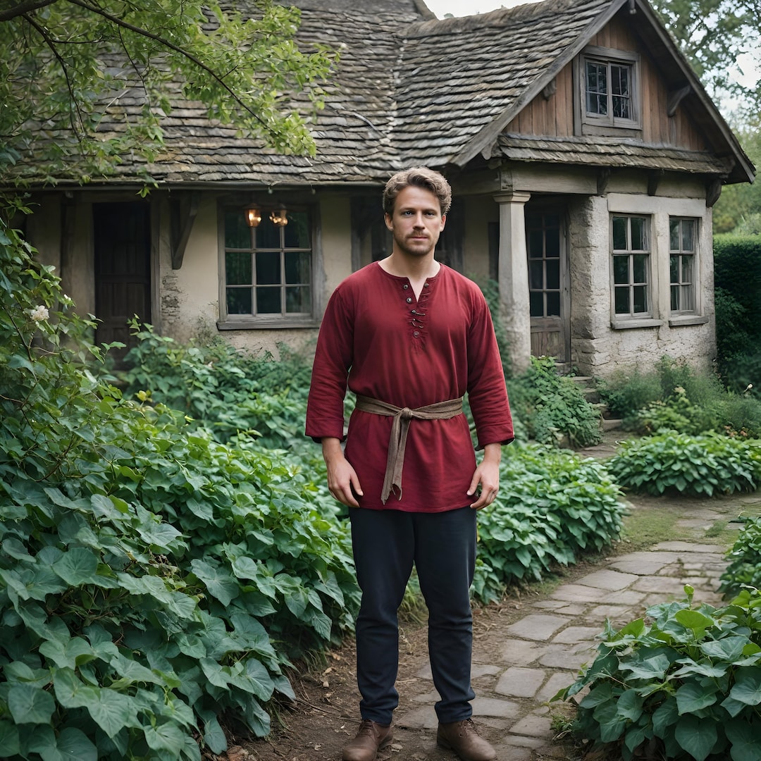 Renaissance Red Tunic for Men | Rustic Medieval Cottage Style Shirt ...