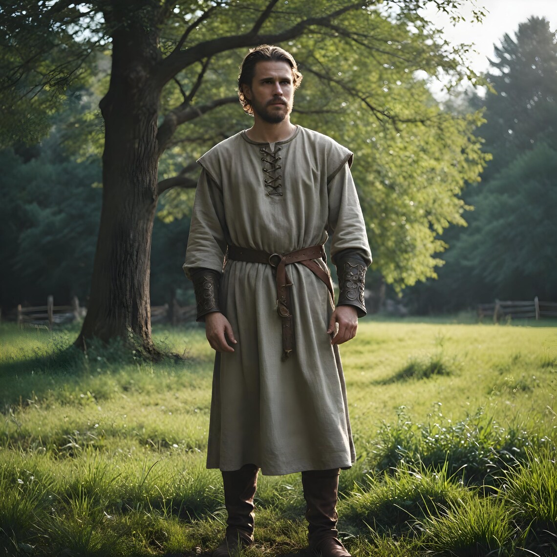 Medieval Exquiste Linen Tunic | Natural Beige Men's Tunic | Men's ...