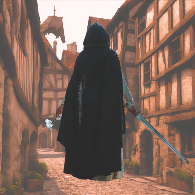 Men's Medieval Ranger Cloak Robin Hood Halloween Costume Vintage Gothic ...