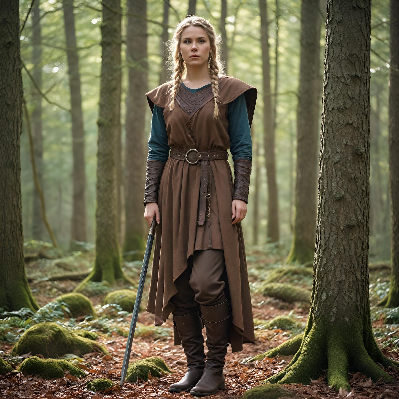 Handmade LARP Viking Gown | Pagan Huntress Leather Outfit | Celtic ...