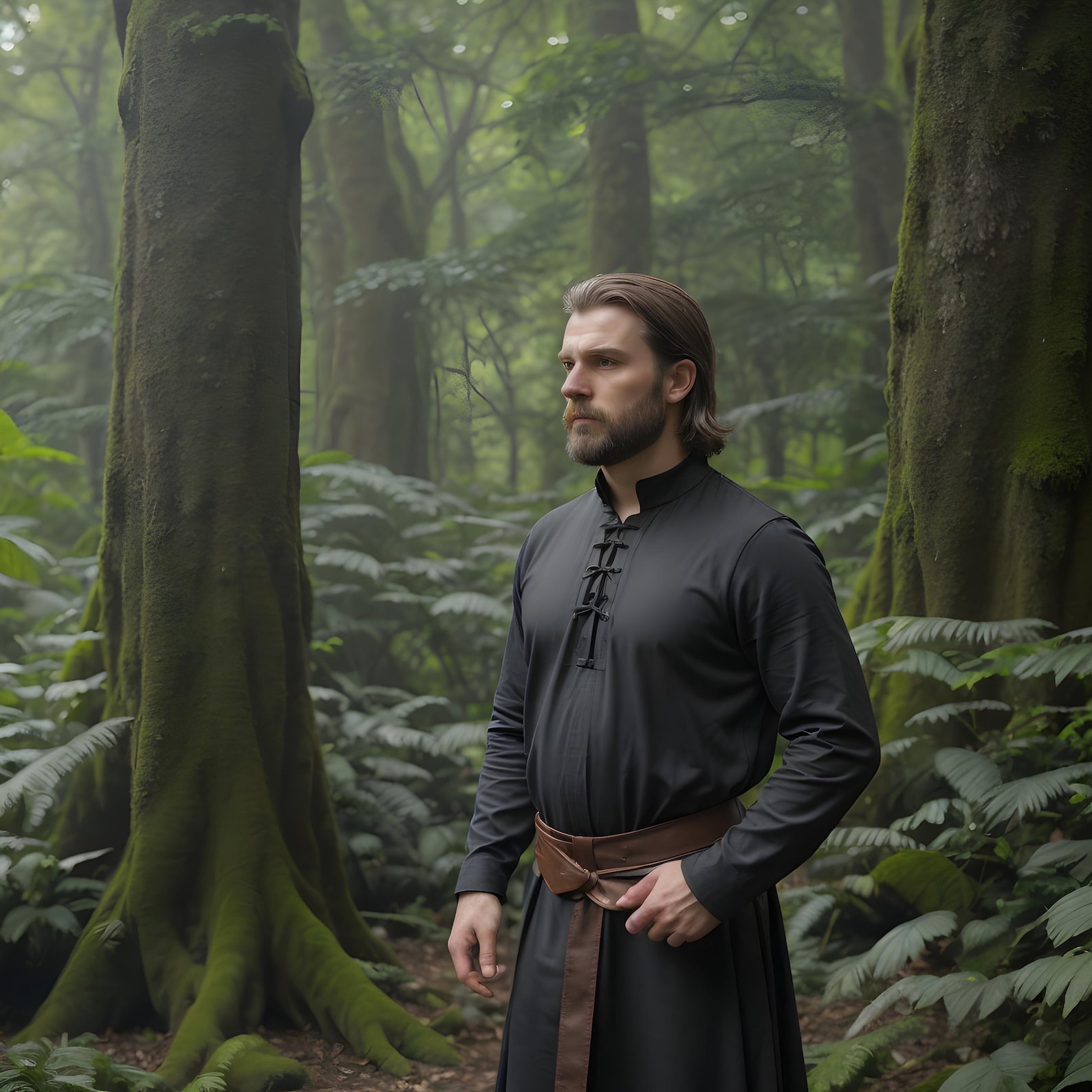 Black Warrior Men's Medieval Tunic Renaissance Forest Cosplay Costume ...