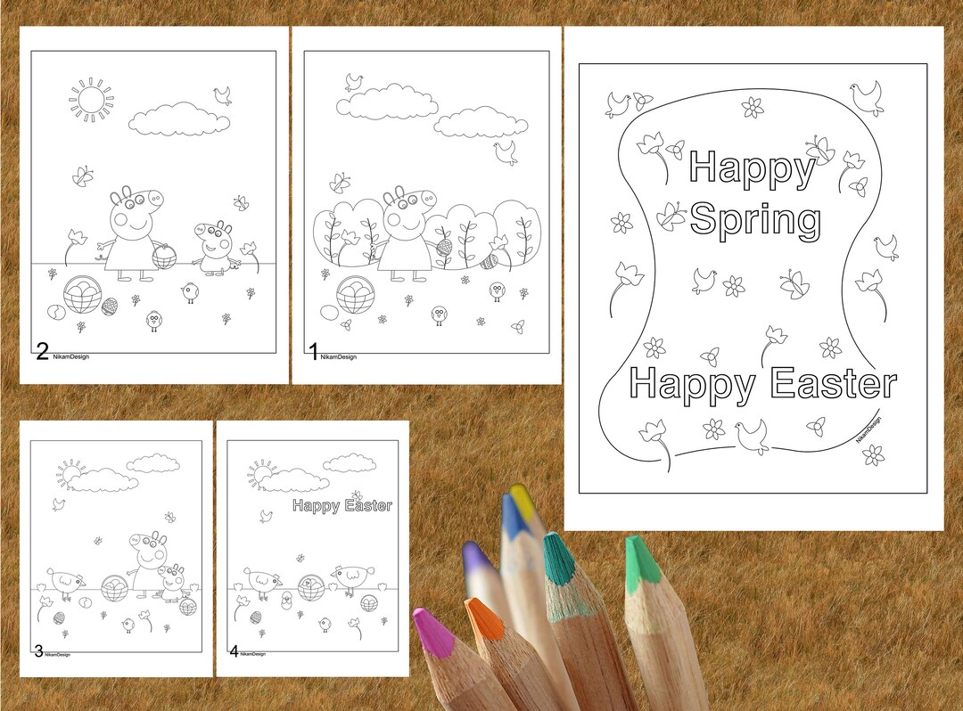 Easter Printable Coloring Activity for Kids Peppa's and George's Egg ...