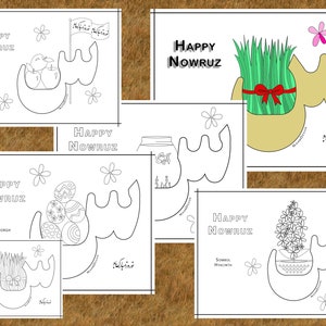 Nowruz Coloring Activity for Kids and Adults Six Printable Sheets ...