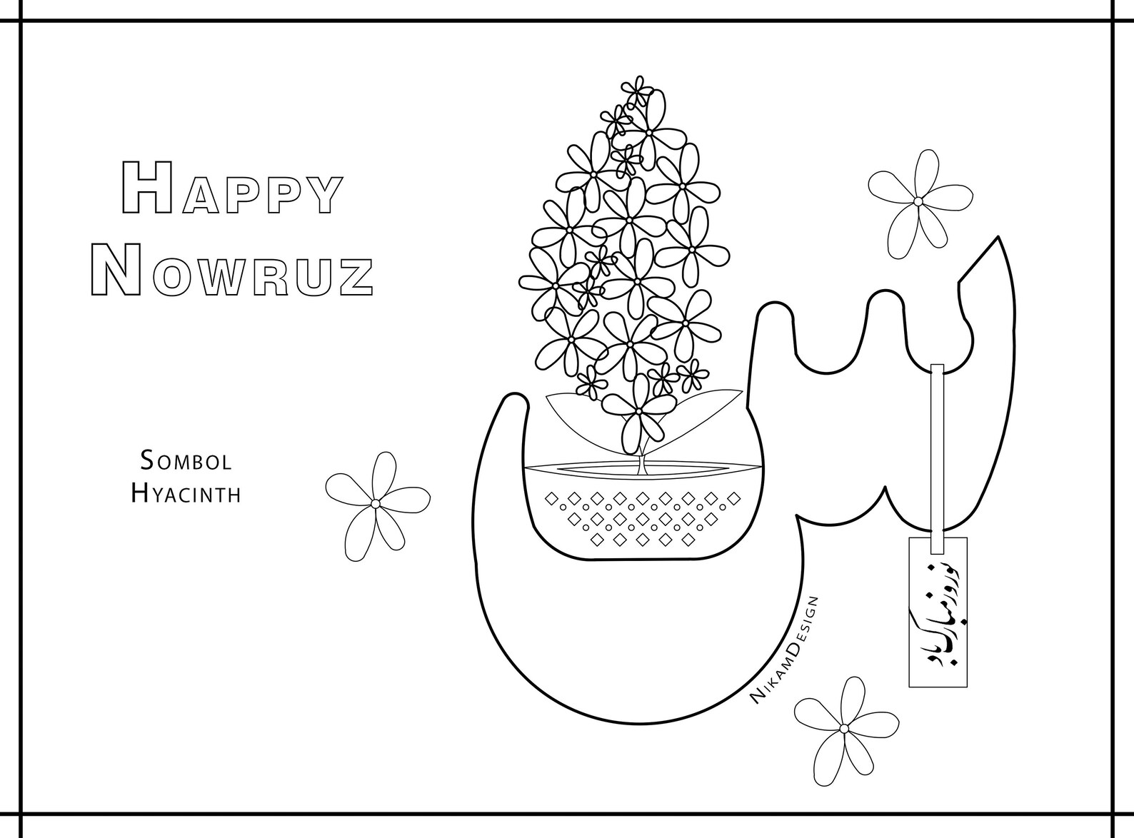Nowruz Coloring Activity for Kids and Adults Six Printable Sheets ...