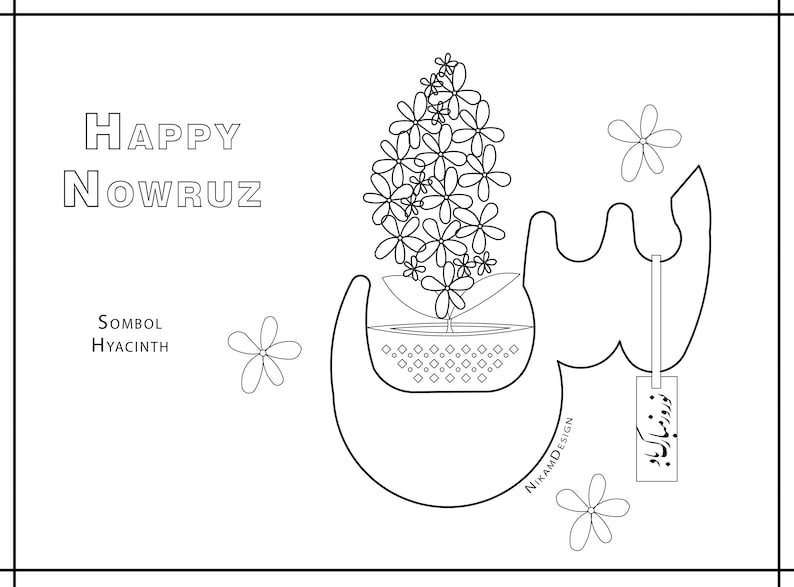 Nowruz Coloring Activity for Kids and Adults Six Printable Sheets ...