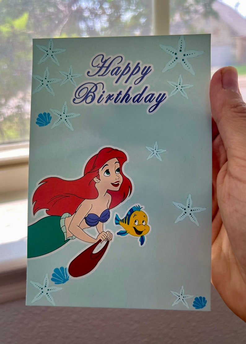 Printable Little Mermaid Ariel Happy Birthday Card for Kids Girls ...