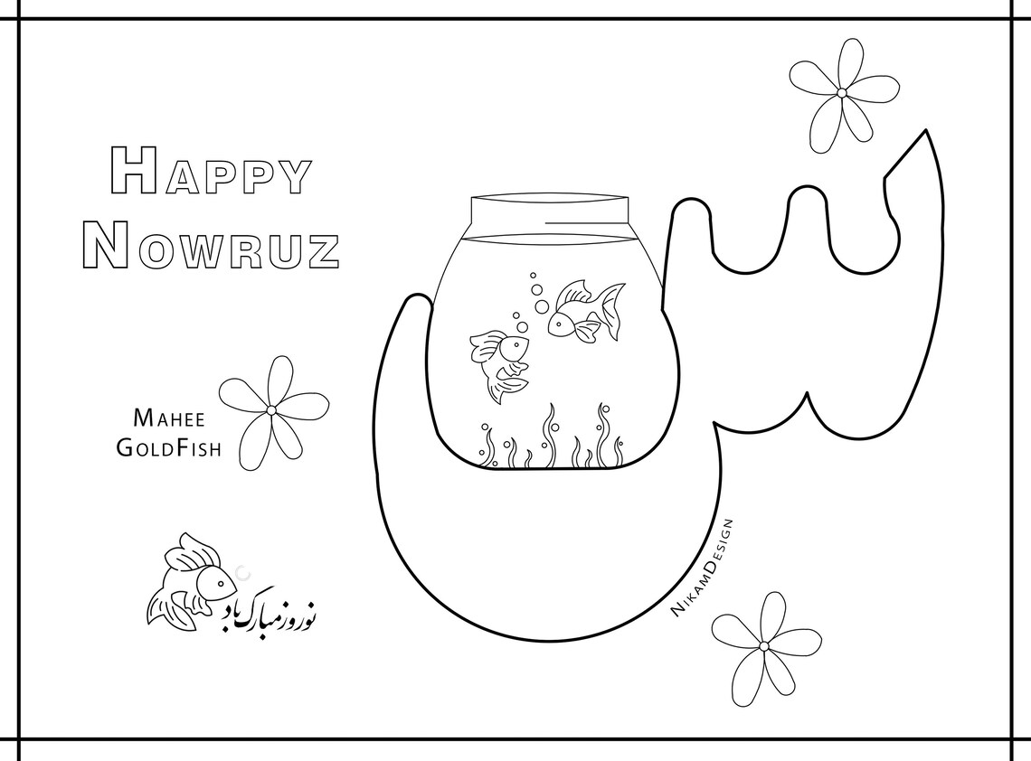 Nowruz Coloring Activity for Kids and Adults Six Printable Sheets ...