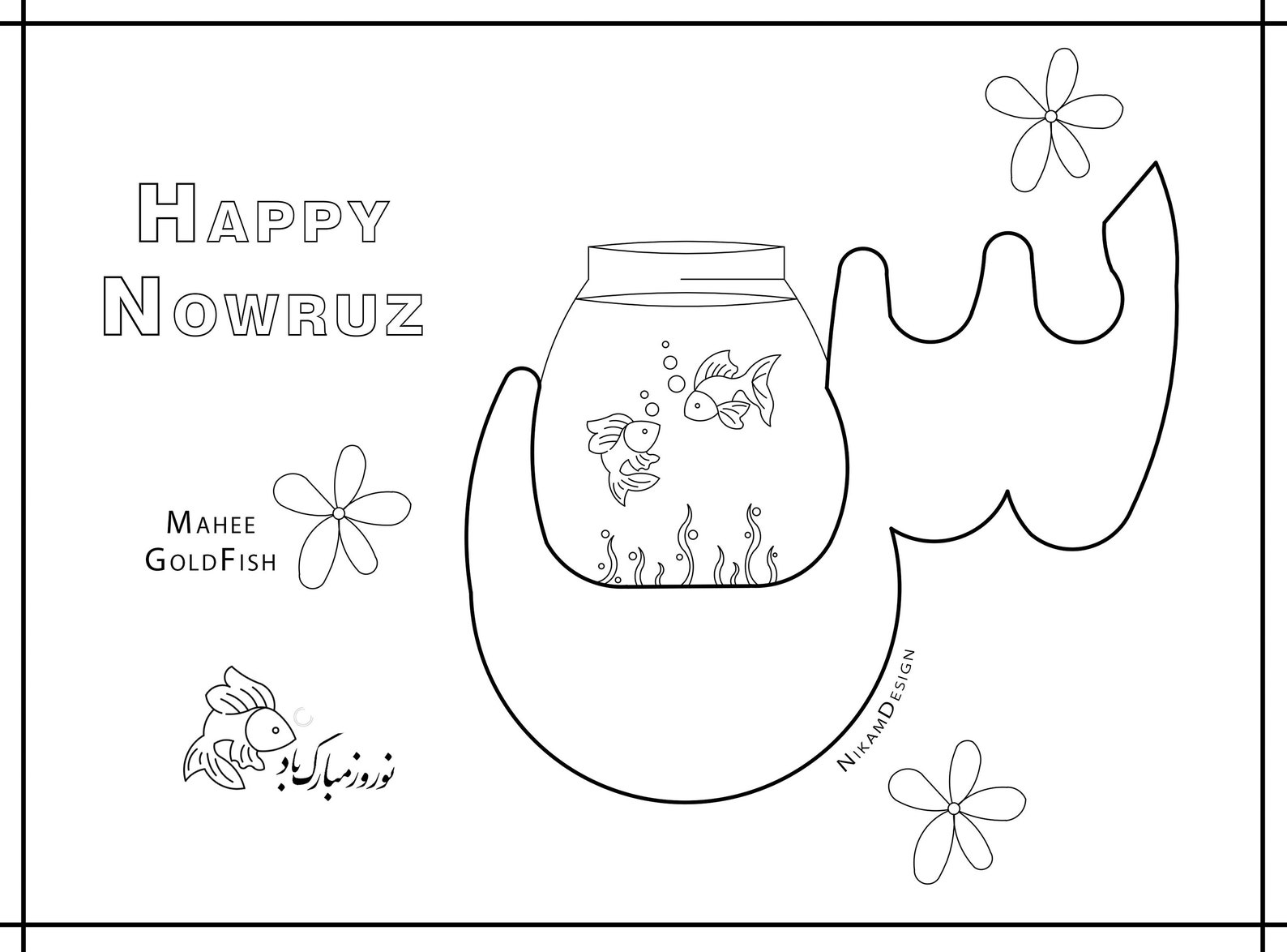 Nowruz Coloring Activity for Kids and Adults Six Printable Sheets ...