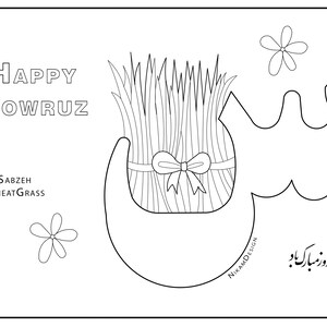 Nowruz Coloring Activity for Kids and Adults Six Printable Sheets ...