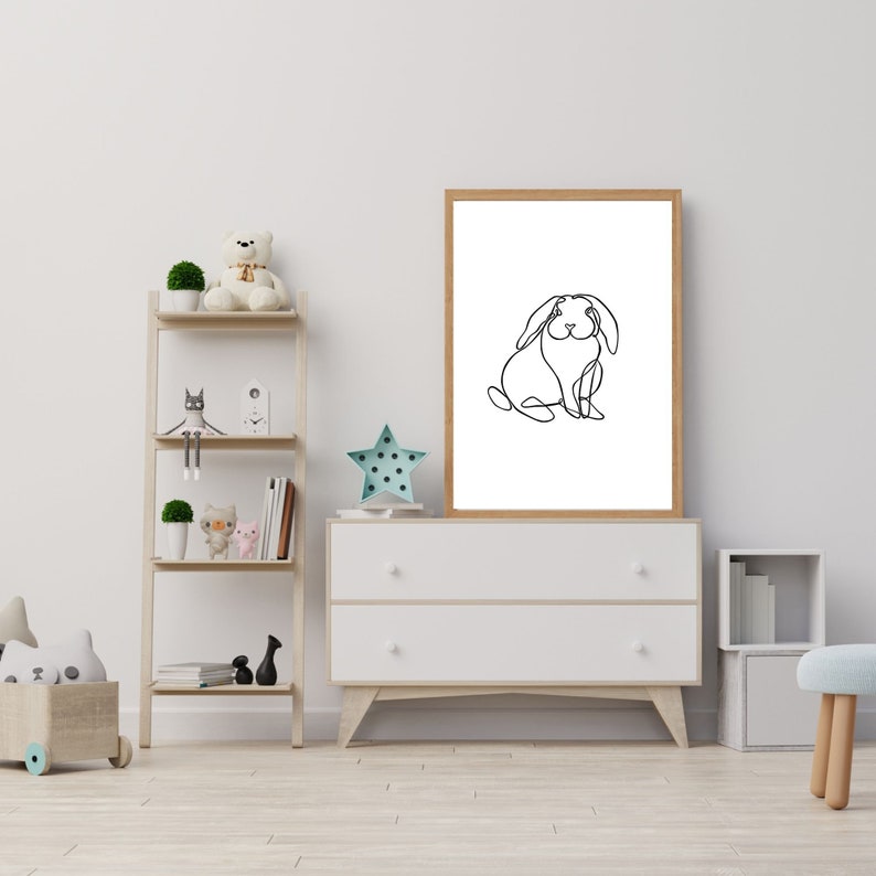 Contemporary, Rabbit, Lop Ear Bunny, Black and White, Art, Picture ...