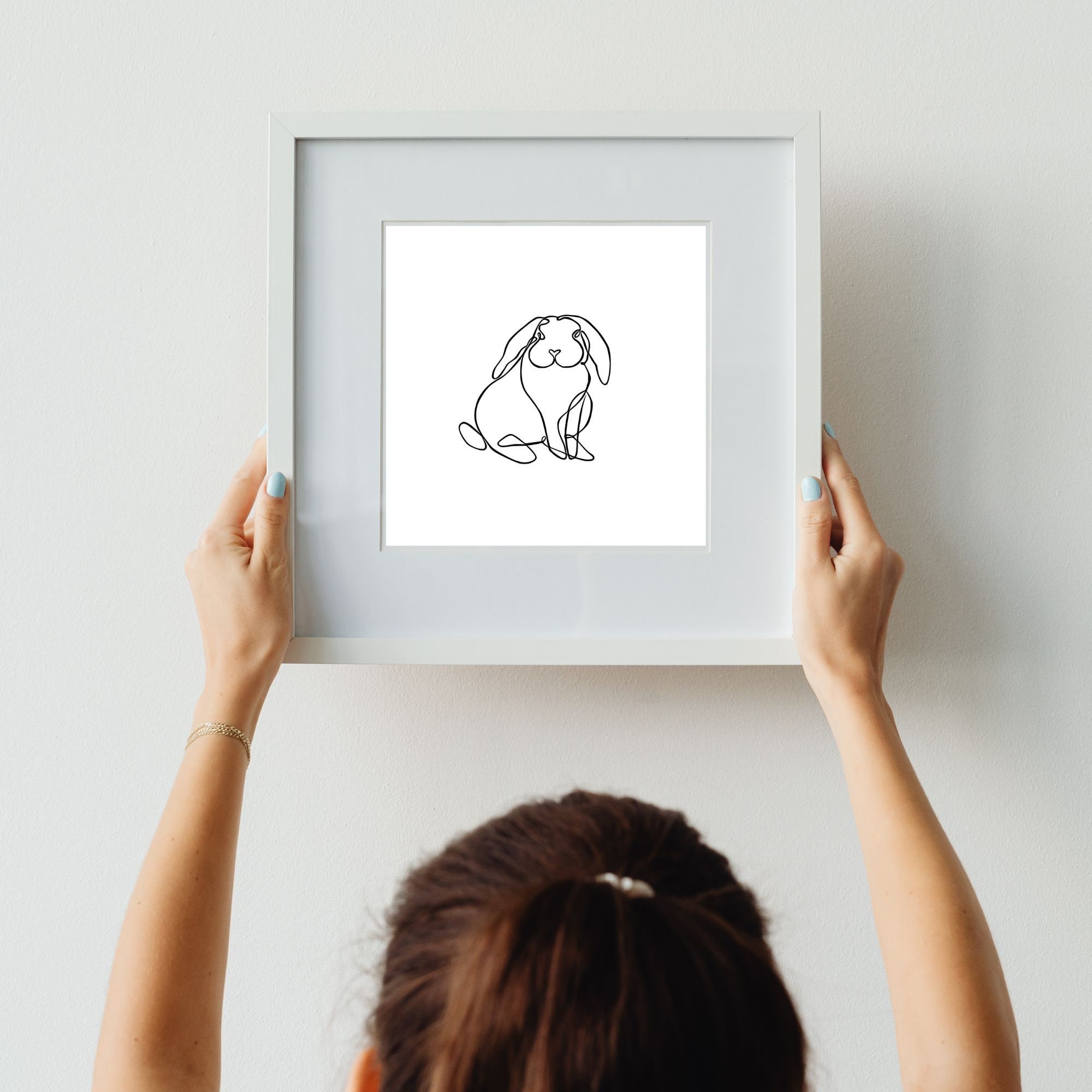 Contemporary, Rabbit, Lop Ear Bunny, Black and White, Art, Picture ...