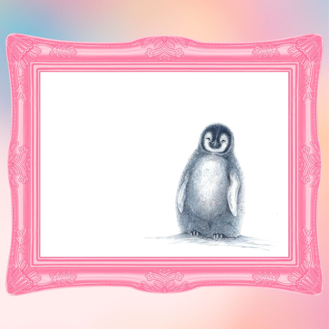LALA the Penguin. Hand Drawn Cute Fluffy Penguin Art/ Picture/ Print ...