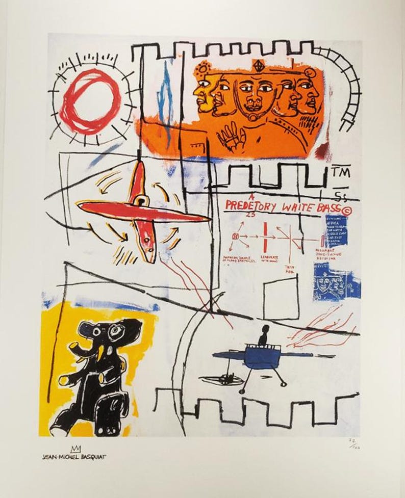 1980s Jean-michel Basquiat Limited Edition Lithograph Numbered in ...