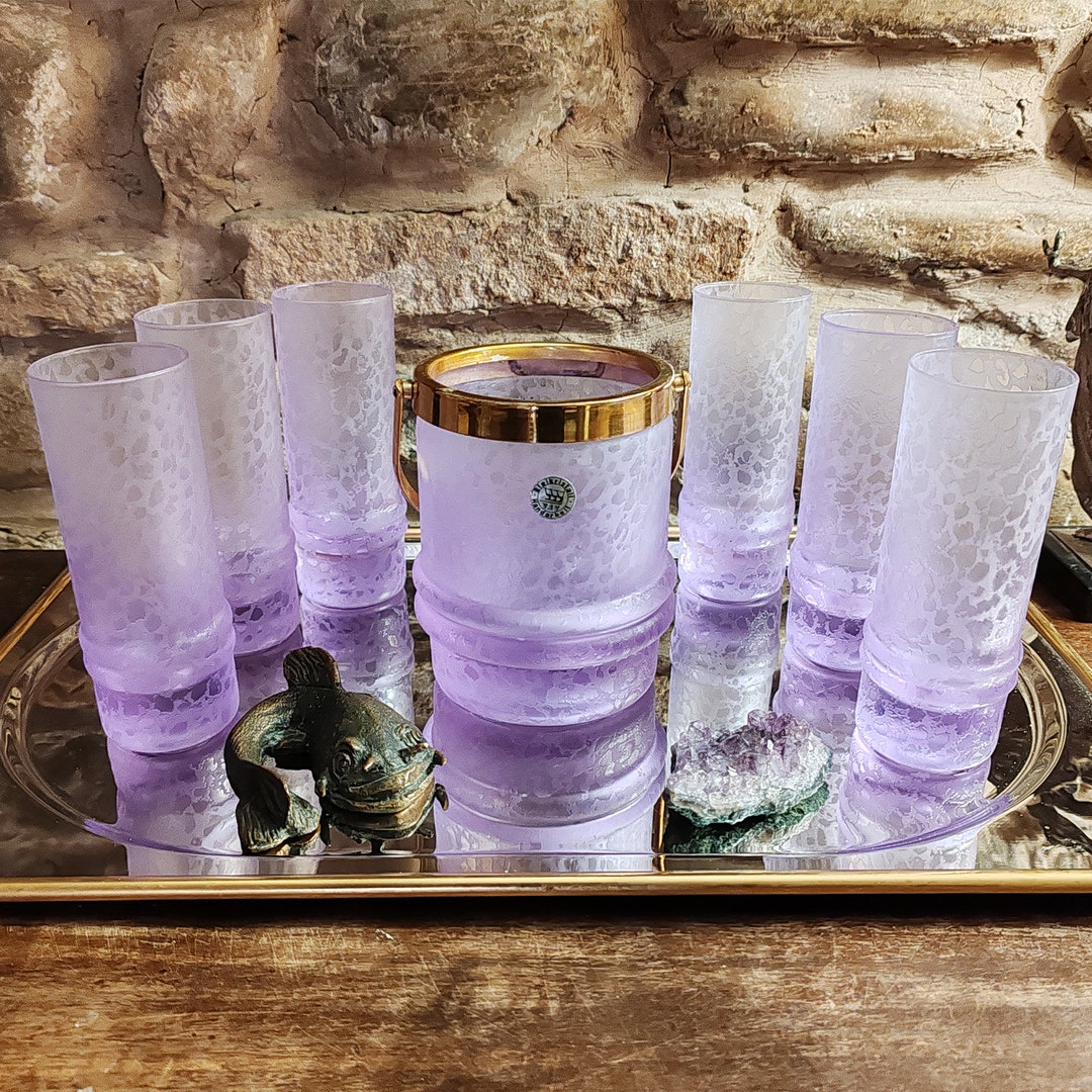 Vintage Crystal Set With Ice Bucket and 4 Glasses by VAV Cristallerie ...